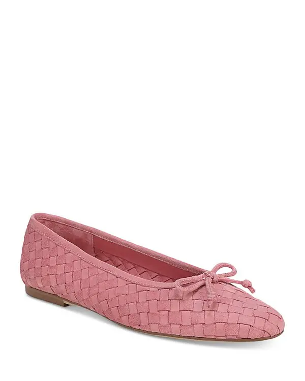 Sam Edelman Ruthie Suede Woven Ballet Flats With Bow Detailing - Silk Rose