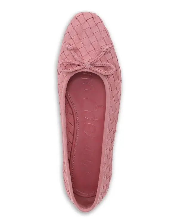 Sam Edelman Ruthie Suede Woven Ballet Flats With Bow Detailing - Silk Rose