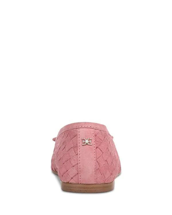 Sam Edelman Ruthie Suede Woven Ballet Flats With Bow Detailing - Silk Rose