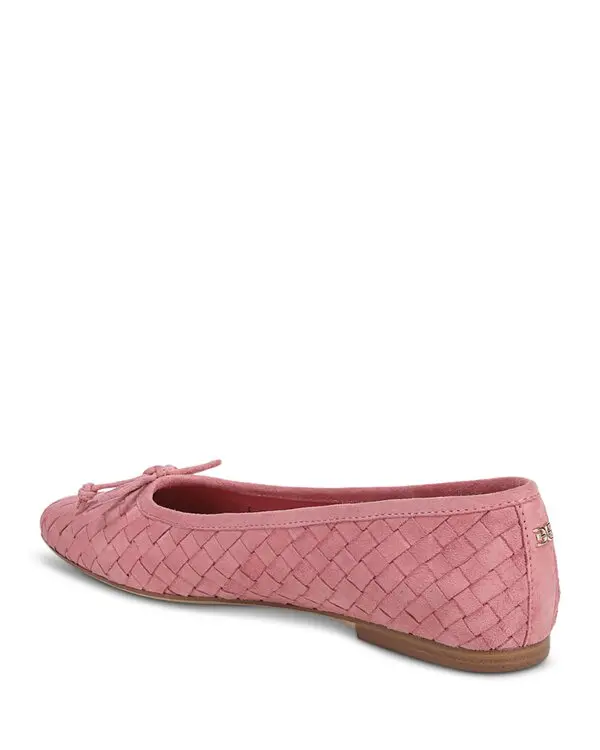 Sam Edelman Ruthie Suede Woven Ballet Flats With Bow Detailing - Silk Rose
