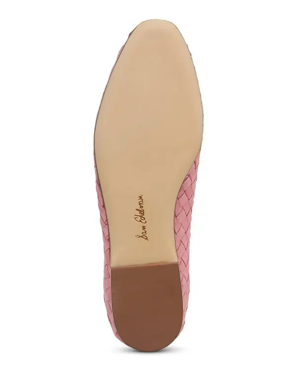Sam Edelman Ruthie Suede Woven Ballet Flats With Bow Detailing - Silk Rose