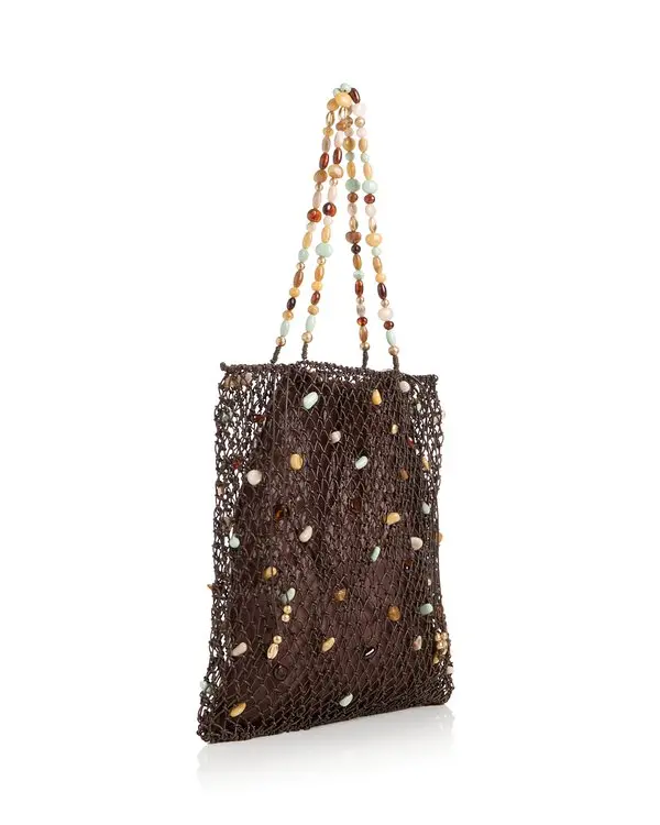 Cult Gaia Mercier Beaded Woven Leather Tote