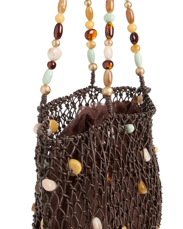 Cult Gaia Mercier Beaded Woven Leather Tote