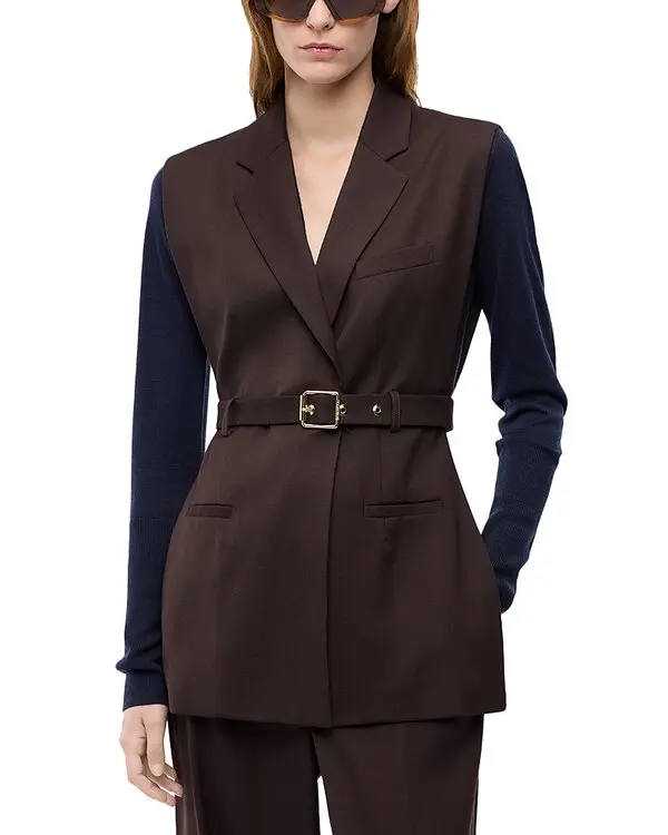 Pinko Nuraqus Belted Gilet - Dark Brown