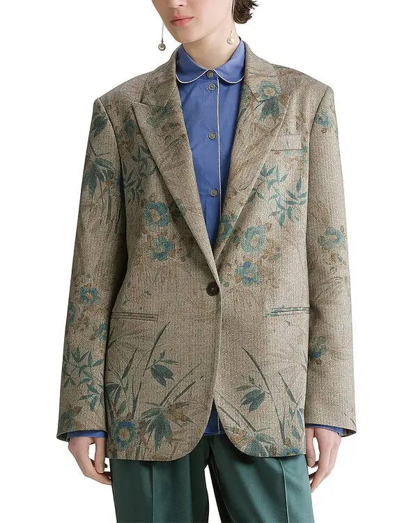 FORTE_FORTE Le Bambou Secret Print Chevron Blazer - Jade