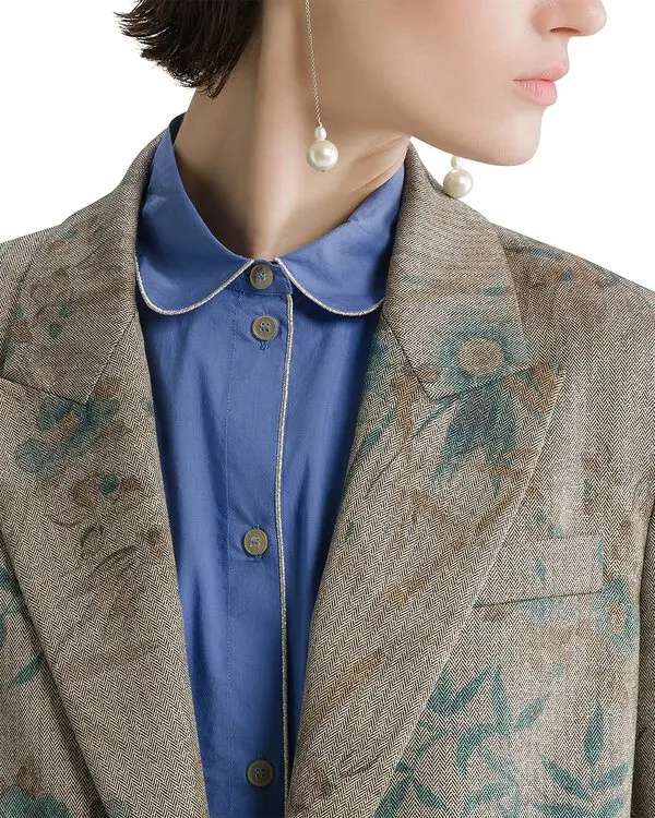 FORTE_FORTE Le Bambou Secret Print Chevron Blazer