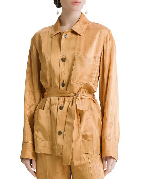 FORTE_FORTE The Lotus Fluid Jacquard Pajama Jacket - Heliodore