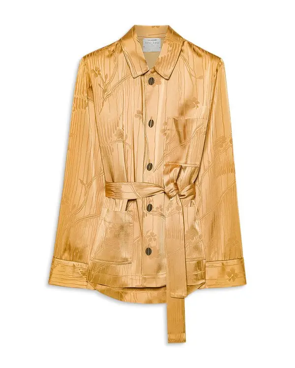 FORTE_FORTE The Lotus Fluid Jacquard Pajama Jacket