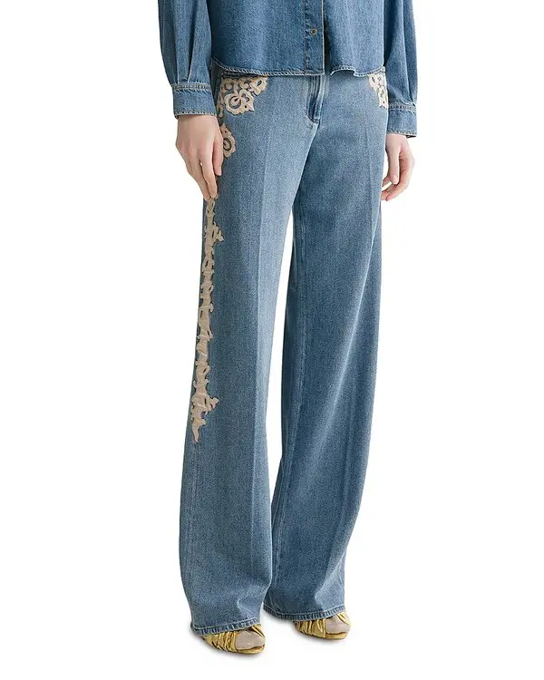 FORTE_FORTE Cavalry High Rise Embroidered Jeans - Celeste