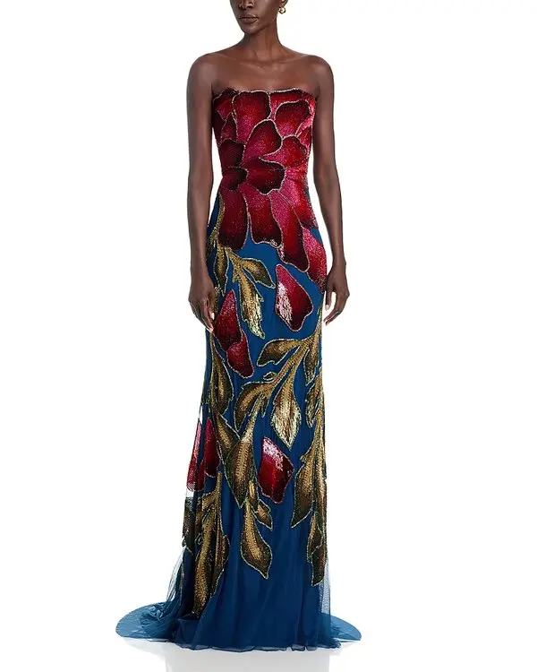 Theia Marie Strapless Embellished Gown