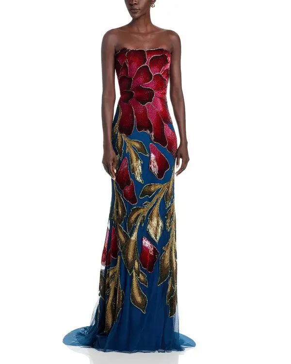Theia Marie Strapless Embellished Gown
