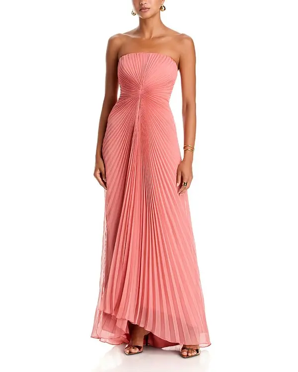 AMUR Myra Strapless Pleated Gown - Monarch Wing