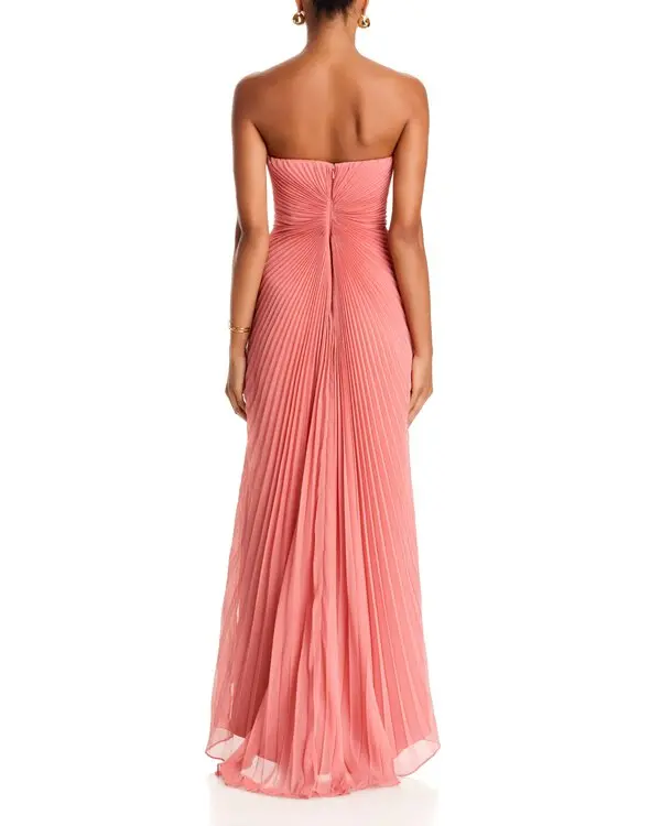 AMUR Myra Strapless Pleated Gown