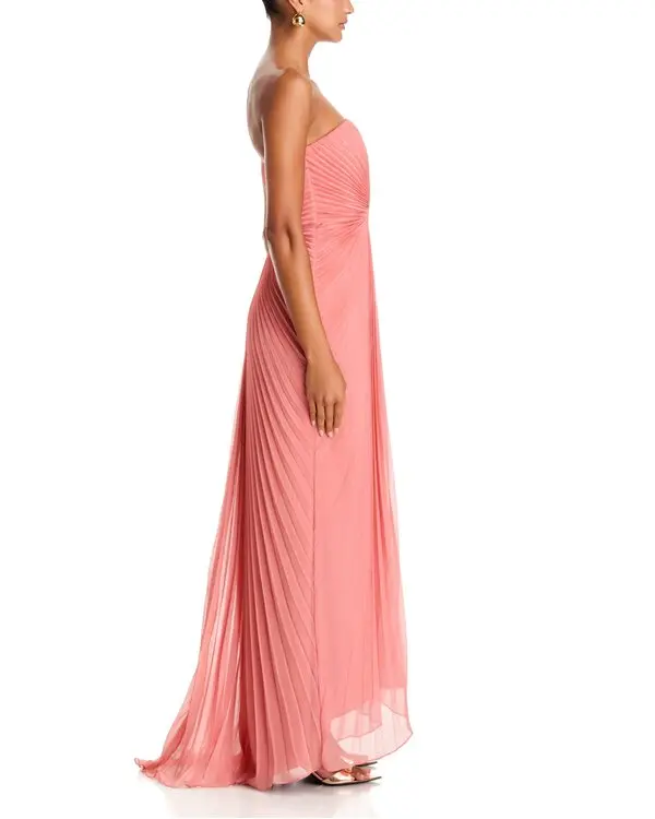 AMUR Myra Strapless Pleated Gown