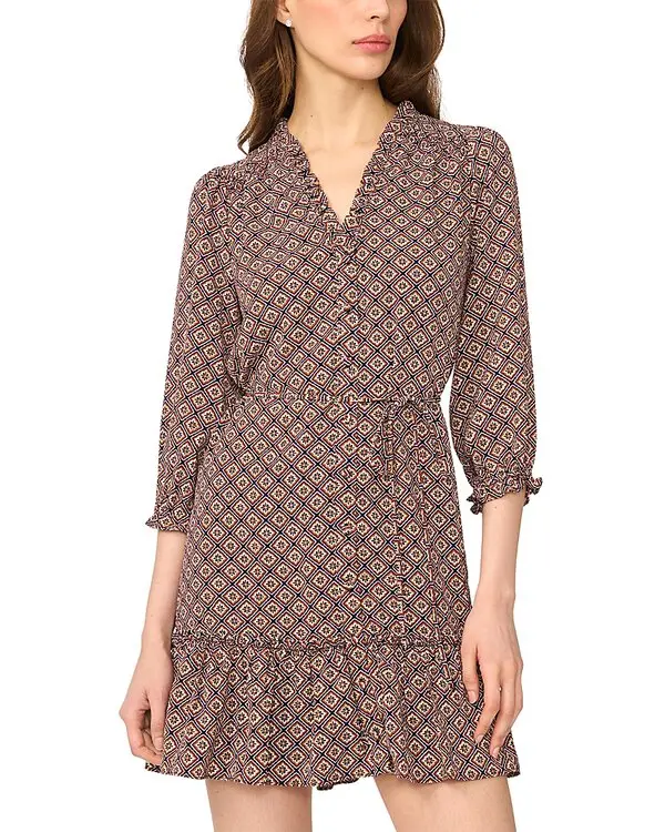 CECE DUPRAZ V Neck Ruffled Tie Waist Dress - Hazel