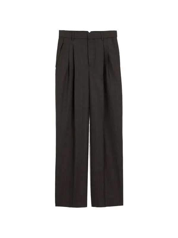 AMI Paris Wool High-waisted Trousers - Grey