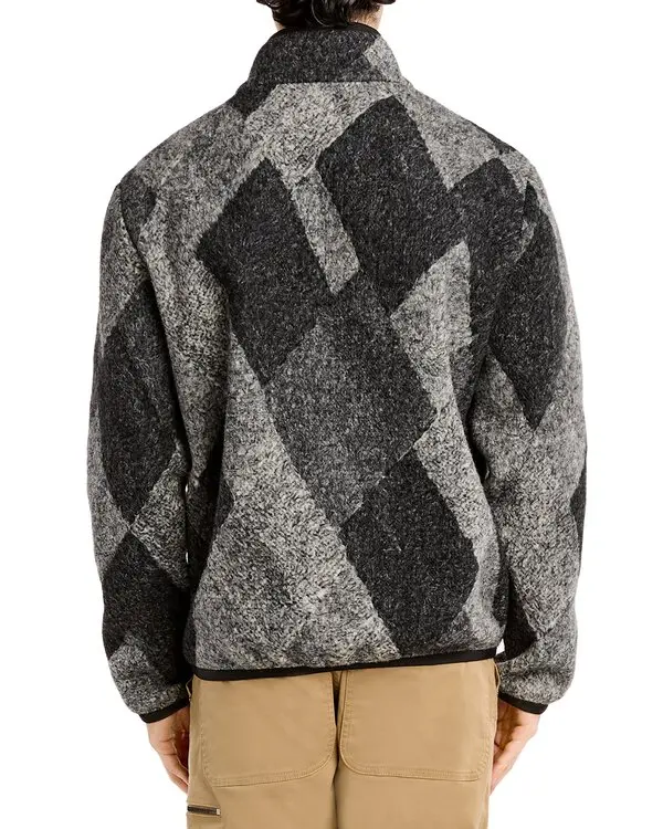 Moncler Diamond Pattern Wool Blend Zip Up Cardigan