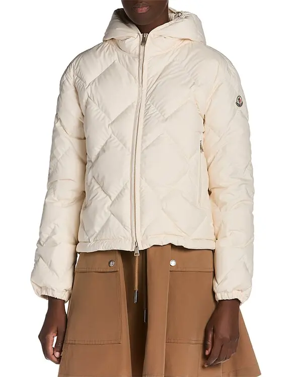 Moncler Arvouinne Hooded Quilted Short Down Jacket - Cream