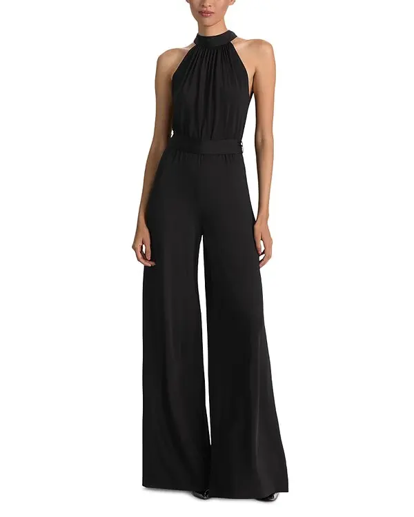 Alice + Olivia Thelma High Neck Wide Leg Jumpsuit - Black