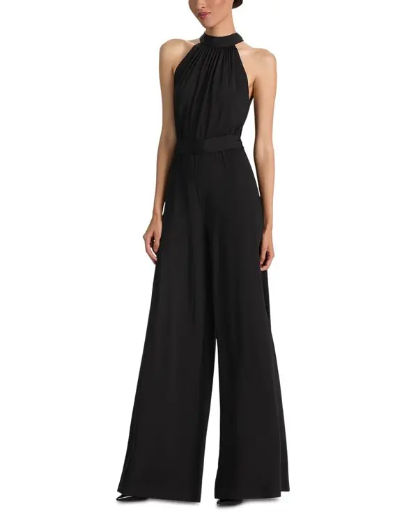 Alice + Olivia Thelma High Neck Wide Leg Jumpsuit