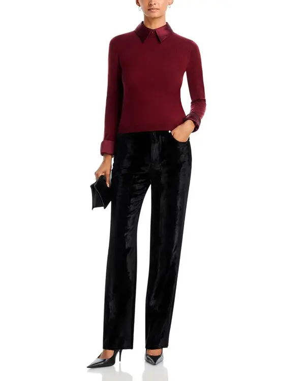 Alice + Olivia Porla Collared Wool Blend Sweater