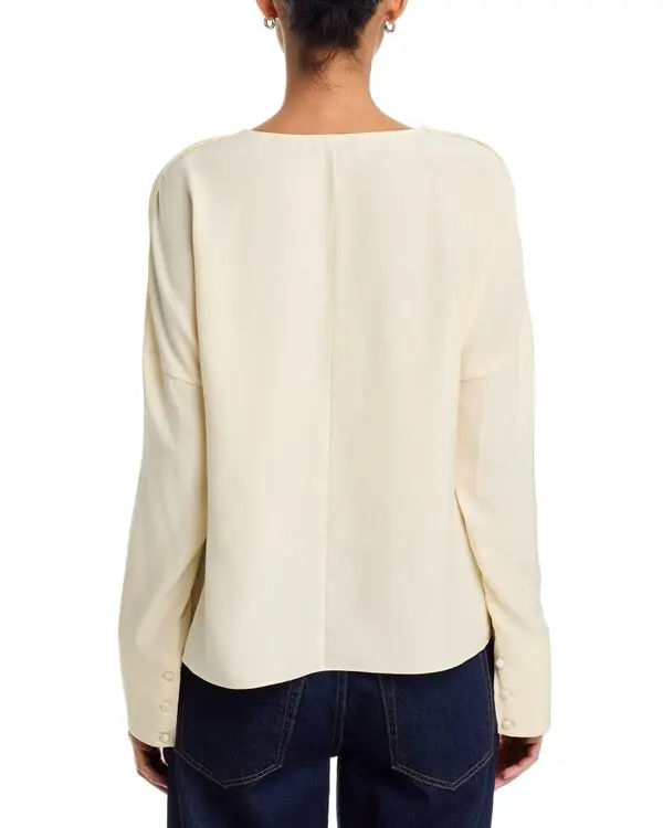 Rag & Bone Vinnie Silk Cowl Neck Blouse - Ivory