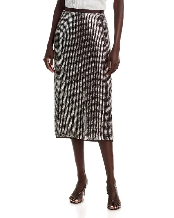Rag & Bone Lili Beaded Midi Skirt - Chocolate
