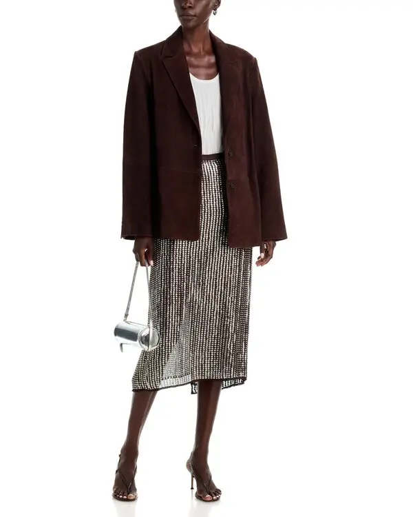 Rag & Bone Lili Beaded Midi Skirt - Chocolate