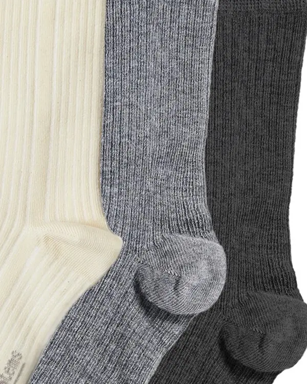 STEMS Cotton Blend Crew Socks, Pack Of 3 - Black/grey/ivory