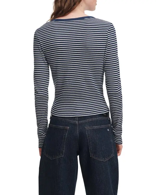 Rag & Bone The Essential Cotton Blend Rib Bateau Top - Navy