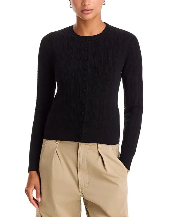 Rag & Bone Rhodes Wool Crewneck Cardigan Sweater - Black