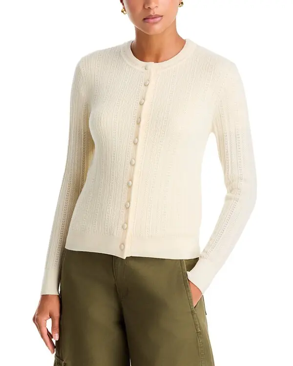 Rag & Bone Rhodes Wool Crewneck Cardigan Sweater - White
