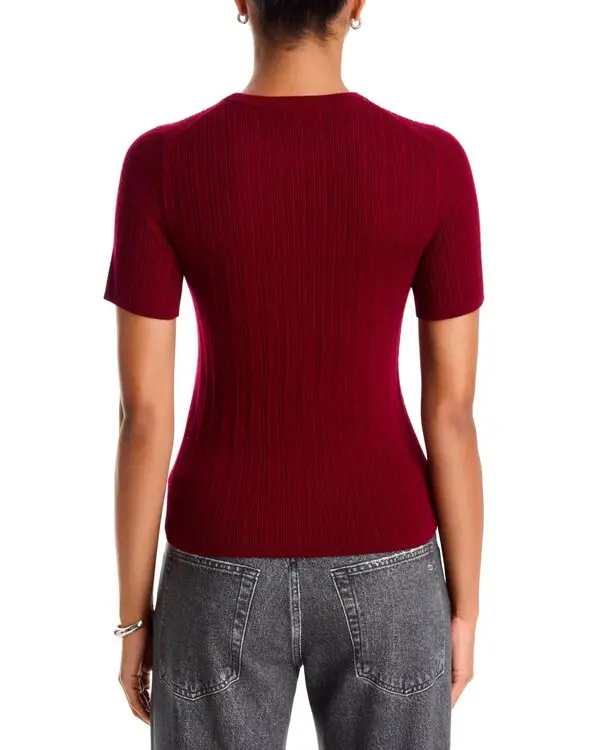 Rag & Bone Rhodes Wool Short Sleeve Crewneck Sweater - Pomegranate