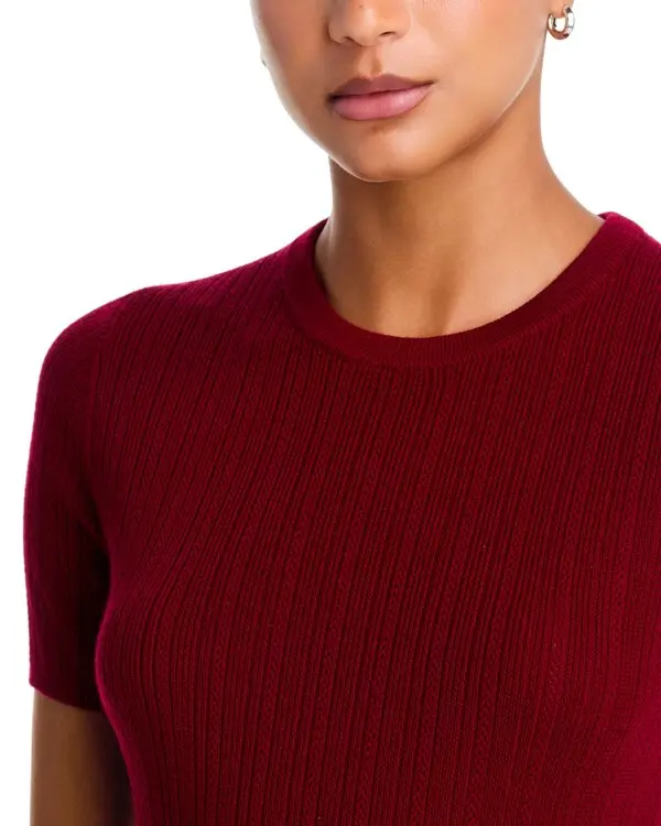 Rag & Bone Rhodes Wool Short Sleeve Crewneck Sweater - Pomegranate