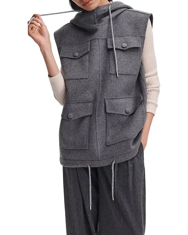 Rag & Bone Valerie Wool & Cashmere Blend Hooded Vest - Light Gray