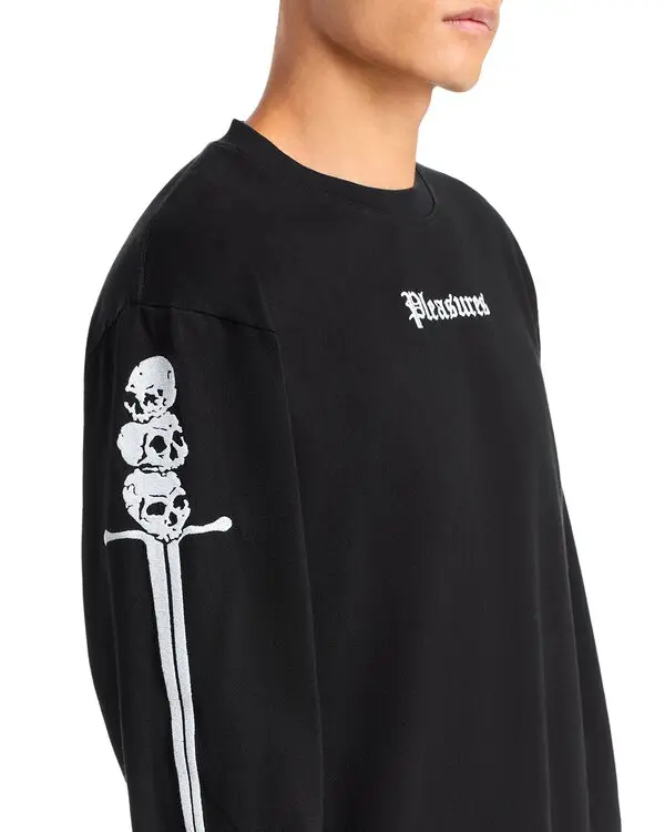PLEASURES Luster Cotton Long Sleeve Tee - Black