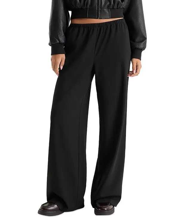 Good American Pull On Plaid Trousers - Black