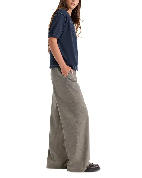 Good American The Pull On Plaid Trousers