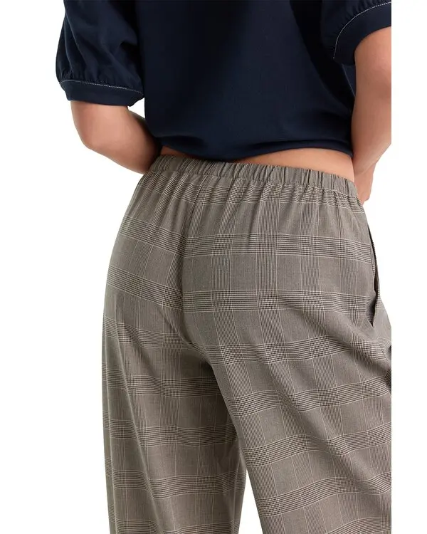 Good American The Pull On Plaid Trousers