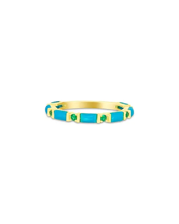 Meira T 14k Yellow Turquoise & Emerald Band - Gold