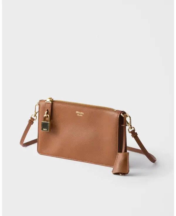 Prada Saffiano Leather Smartphone Pouch - Cognac