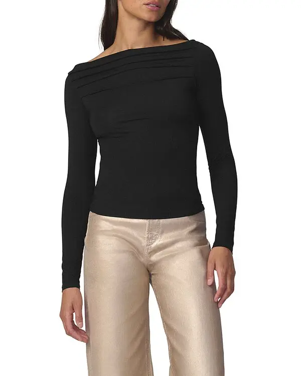 Joe's Jeans The Pleated Off The Shoulder Top - Black