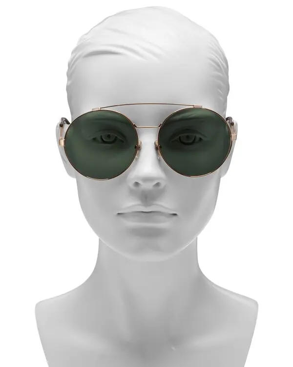 Givenchy Double Brow Bar Oversized Round Polarized Sunglasses, 60mm