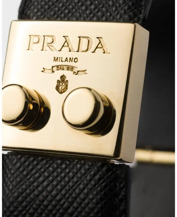 Prada Metal And Saffiano Leather Bracelet