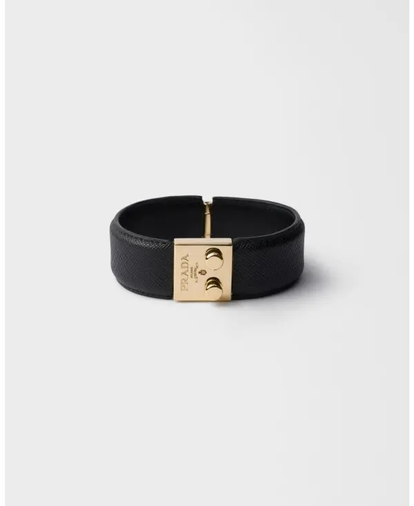 Prada Metal And Saffiano Leather Bracelet