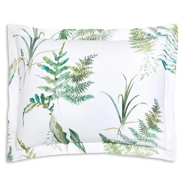 SCHLOSSBERG Jaro Blanc Leaf Print Standard Sham - White