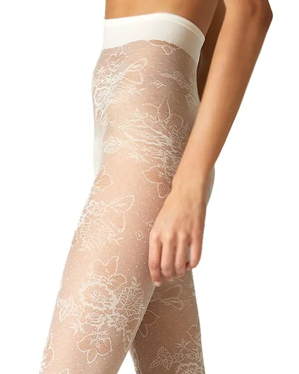 STEMS Margaux Rose Sheer Tights - Ivory
