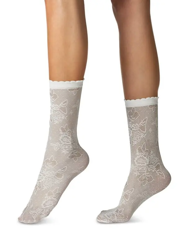 STEMS Margaux Floral Socks - Ivory