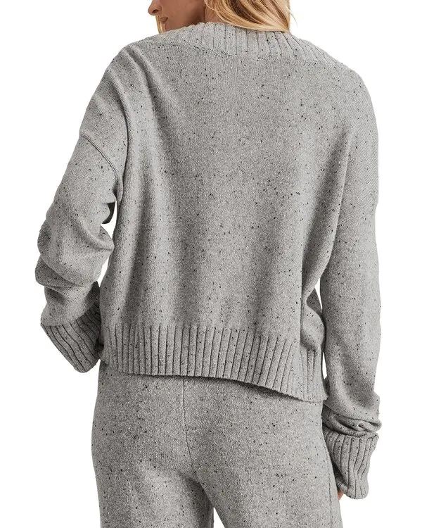 Splendid Haven Tweedy V Neck Sweater - Heather Charcoal