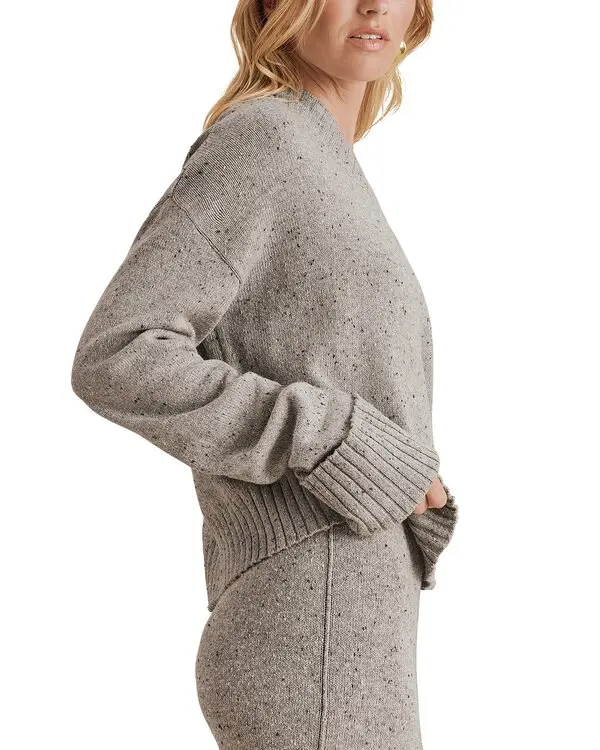 Splendid Haven Tweedy V Neck Sweater - Heather Charcoal